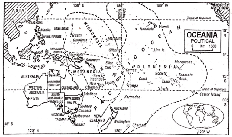 WBBSE Notes For Class 8 Geography Chapter 11 Oceania - WBBSE Solutions
